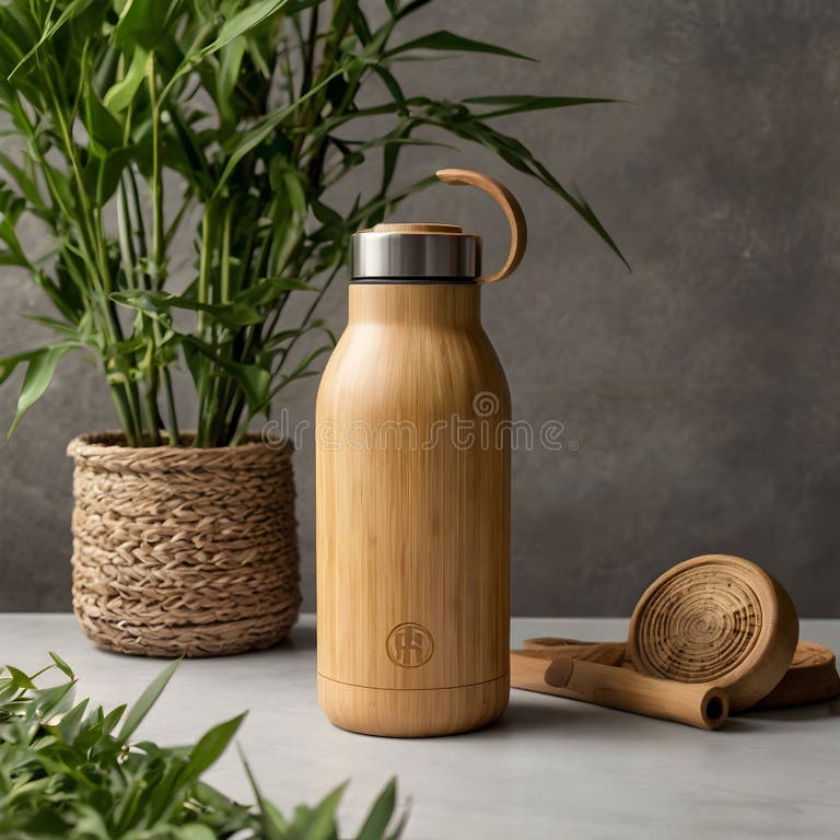 A Reusable Water Bottle and Bamboo Utensils Stock Photo - Image of ...