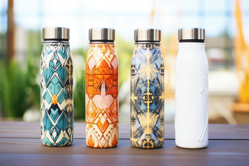 Reusable Water Bottles Made of Glass and Metal Stock Image - Image of ...