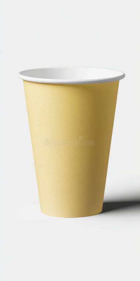 Reusable Yellow Paper Cup on Seamless White Background for Custom Logo ...