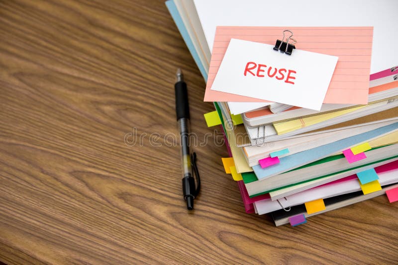 Reuse; the Pile of Business Documents on the Desk Stock Image - Image ...