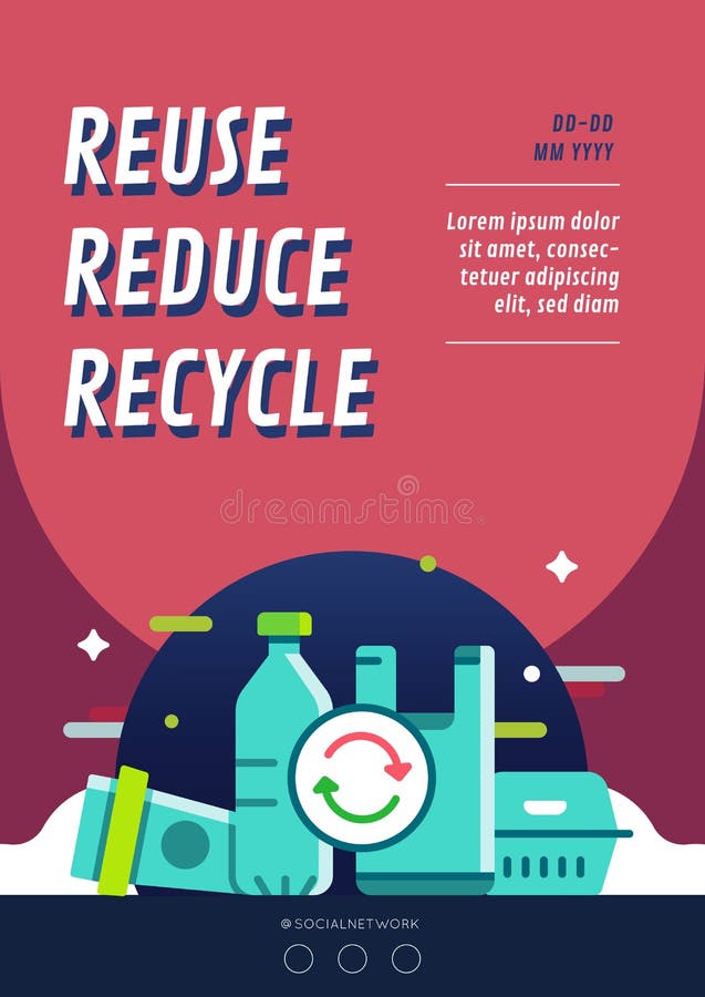 Reuse Reduce Recycle Campaign Poster Layout Stock Vector - Illustration ...