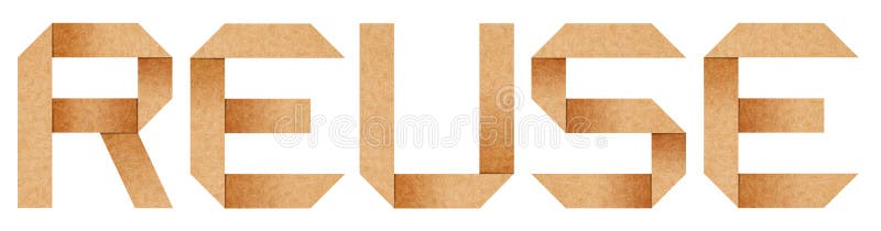 REUSE Word from Origami Paper Stock Illustration - Illustration of ...
