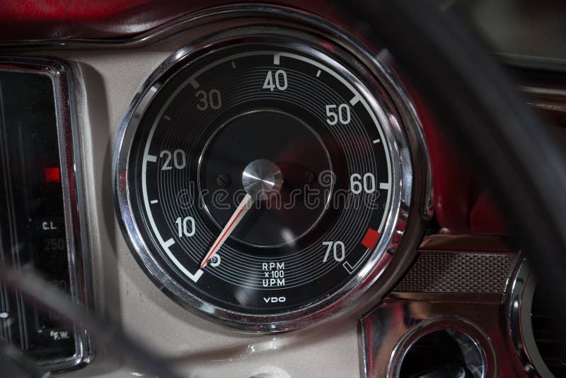 Rev counter in classic car stock photo. Image of classic - 178608922