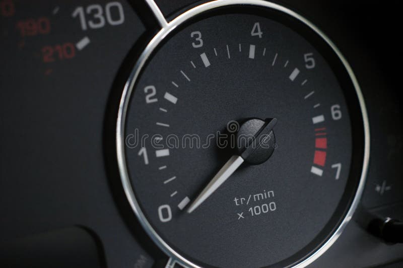 Rev counter on new car stock image. Image of velocity - 1294045