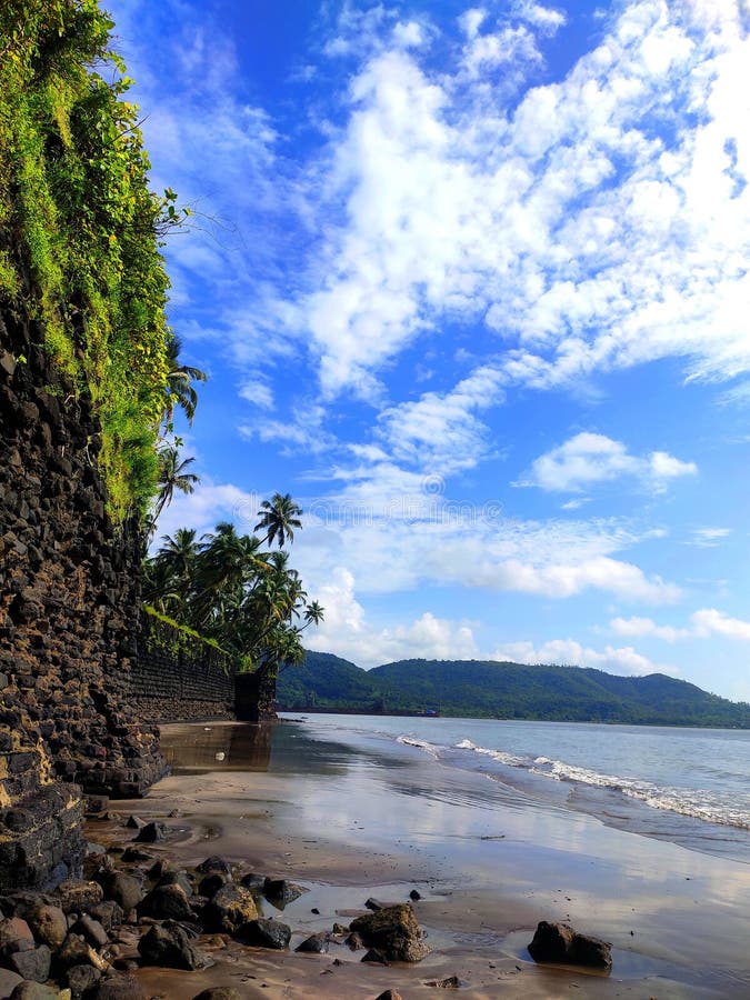 Revdanda beach Alibag stock photo. Image of cliff, vacation - 235579648