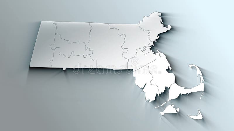 Modern Dynamic White Map of Massachusetts with Counties Stock Footage ...