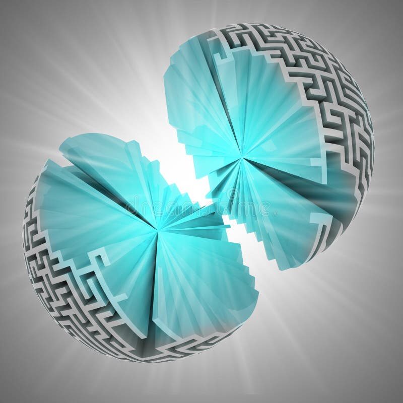 Revealed Blue Core of Labyrinth Sphere with Flare Stock Illustration ...
