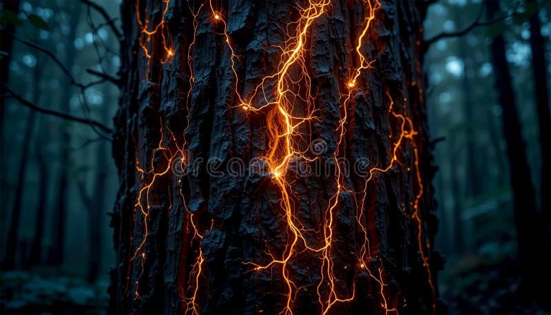 Revealed Neural Circuits in Forest Tree Bark Stock Illustration ...