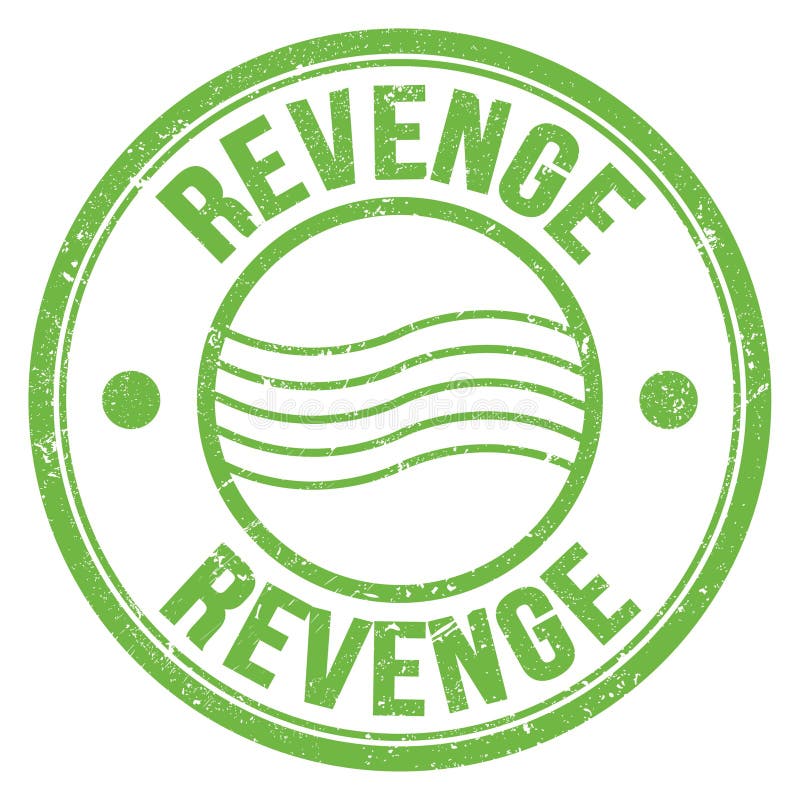 REVENGE Text Written on Green Round Postal Stamp Sign Stock ...