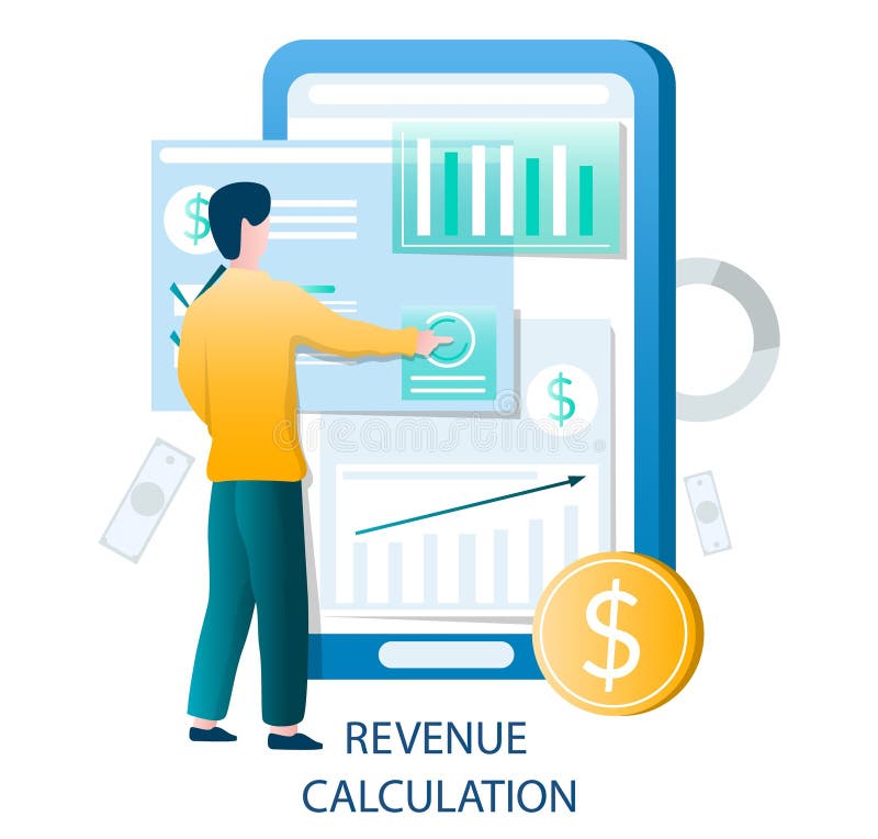 Revenue Calculation Vector Illustration with Man Accountant Stock ...