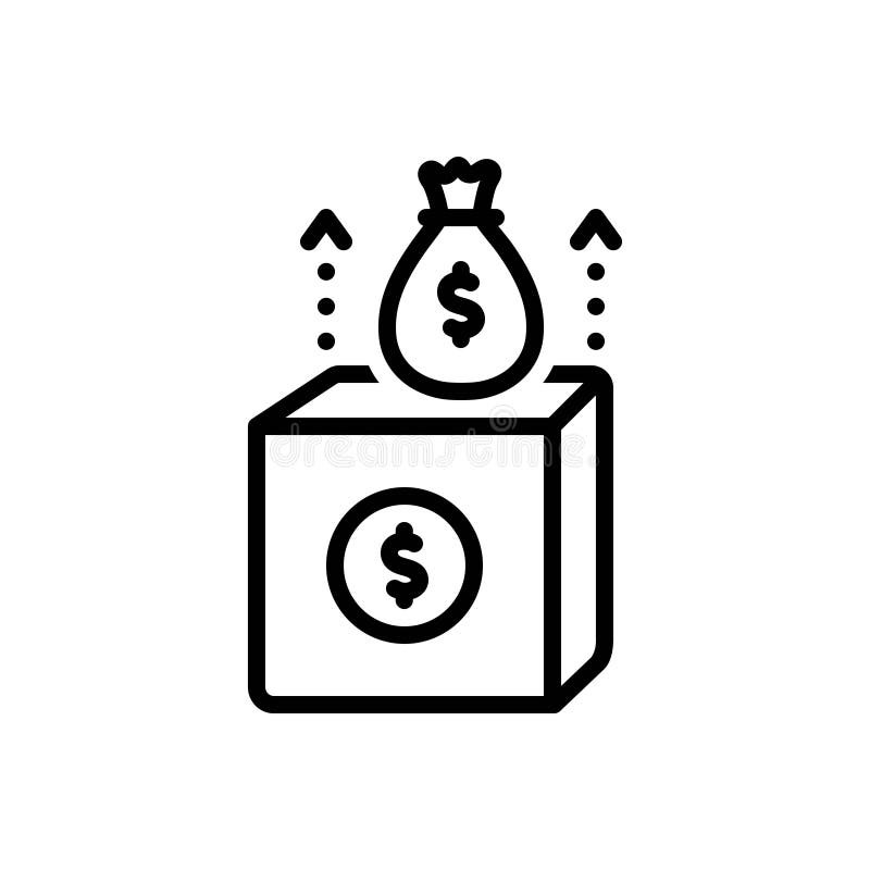 Black Line Icon for Revenue, Income and Proceeds Stock Illustration ...