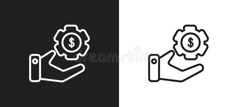 Revenue Outline Icon in White and Black Colors. Revenue Flat Vector ...