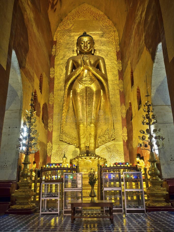 Revered Standing Buddha Statue in Ananda Temple, Bagan, Myanmar Stock ...