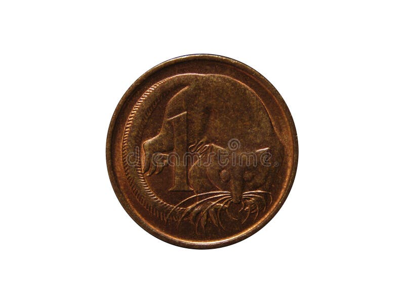 Reverse of Australia Coin 1 Cent with Image of Opossum, Isolated in ...