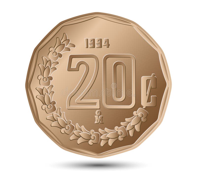 Reverse Coin, Mexico 20 Centavos Stock Illustration - Illustration of ...