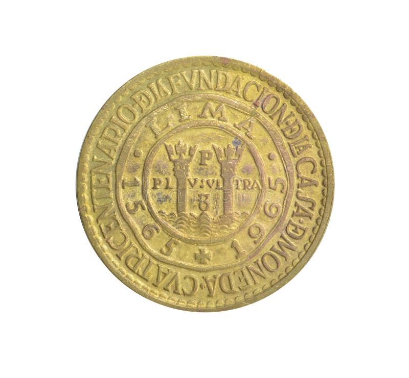Reverse of Commemorative Half Sol De Oro Coin Made by Peru in 1965 ...