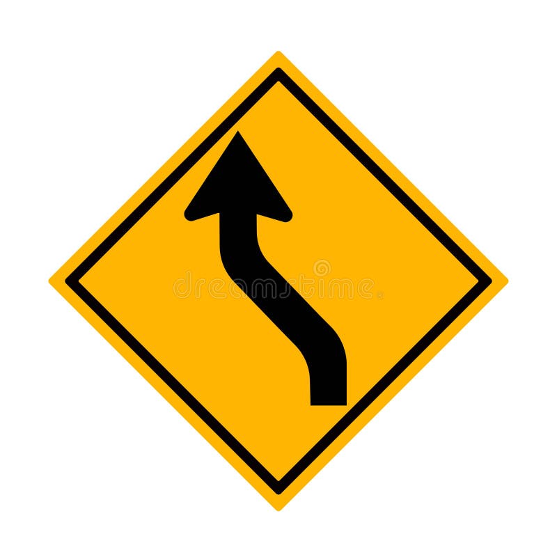 Reverse Curved Left Traffic Road Sign,Vector Illustration, Isolate on ...