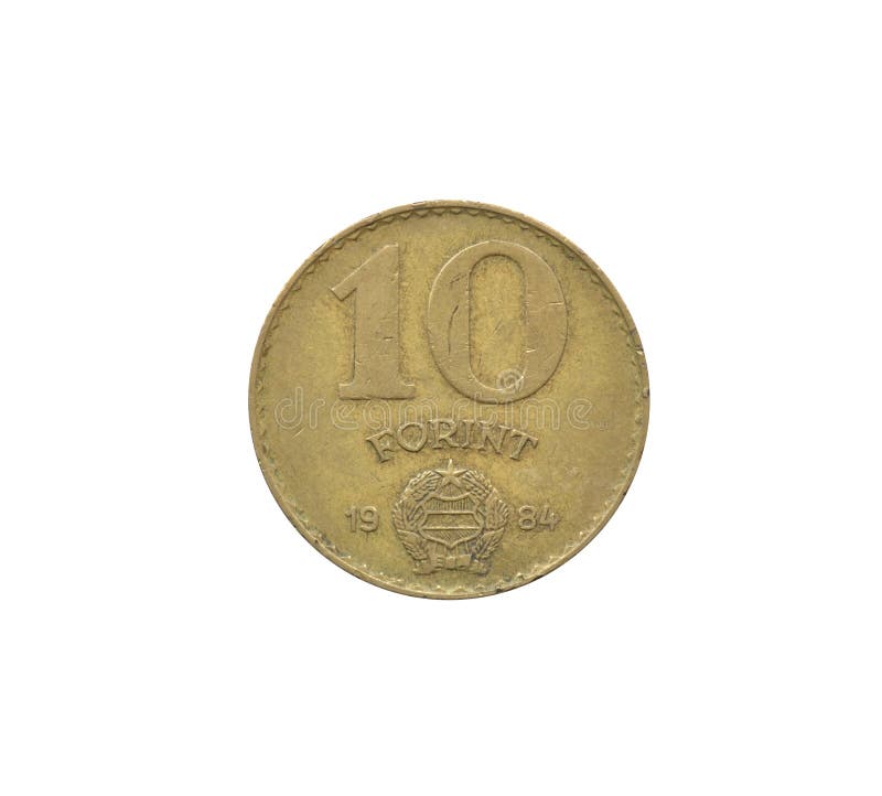 Reverse of 10 Hungarian Forint Coin that Shows Coat of Arms Stock Photo ...
