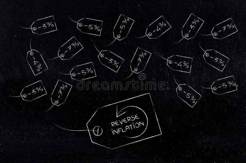 Reverse Inflation Price Tag with Arrow Going Backward and Labels with ...