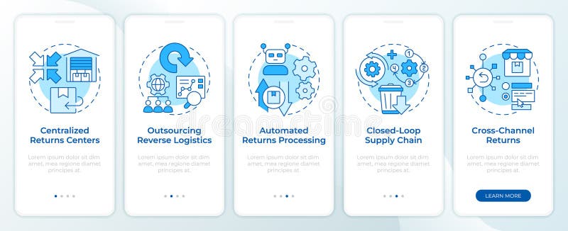 Reverse Logistics Strategies Blue Onboarding Mobile App Screen Stock Illustration - Illustration ...