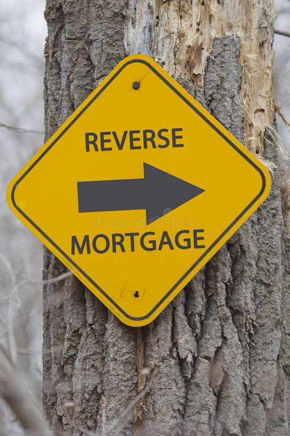 Reverse Mortgage Arrow Sign on Tree Stock Photo - Image of black ...