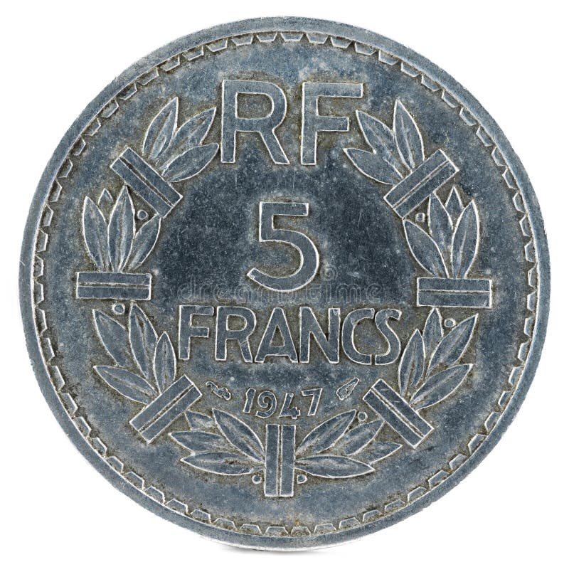 Reverse of an Old 5 Franc French Coin Stock Photo - Image of ancient ...
