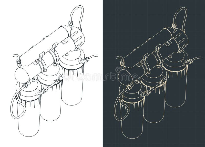 Reverse Osmosis System Isometric Blueprints Stock Vector - Illustration ...