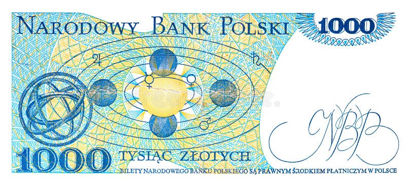 Reverse of 1000 Polish Zloty Stock Photo - Image of currency ...
