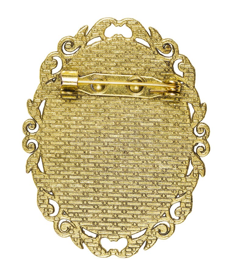 Reverse Side of Brass Brooch with Pin Isolated Stock Photo - Image of ...