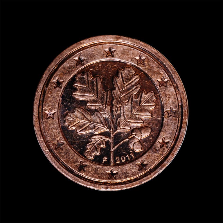 Reverse Side of a European One Cent. Stock Image - Image of shiny ...