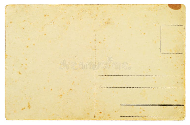 Reverse Side of an Old Postal Card Stock Photo - Image of dented, blank ...