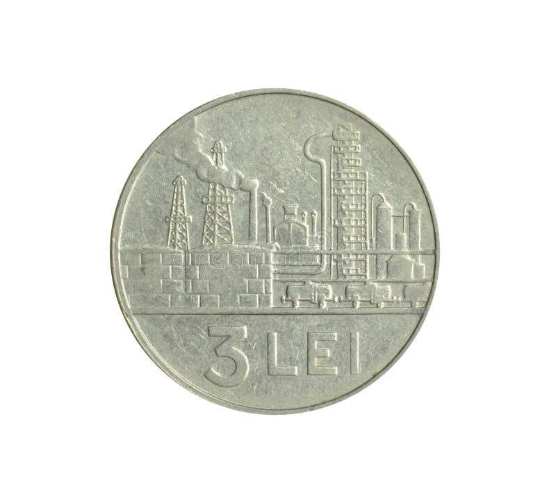 Reverse of Three Lei Coin Made by Romania Stock Image - Image of silver ...