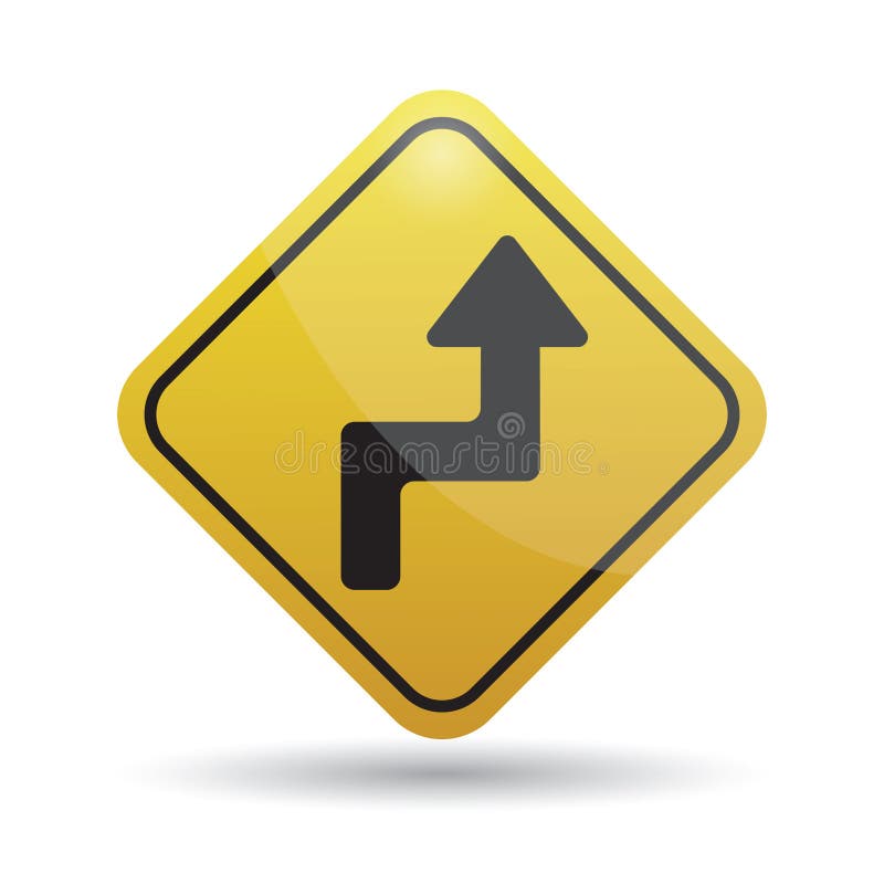 Right Reverse Curve Warning Sign. Vector Illustration Decorative Design ...