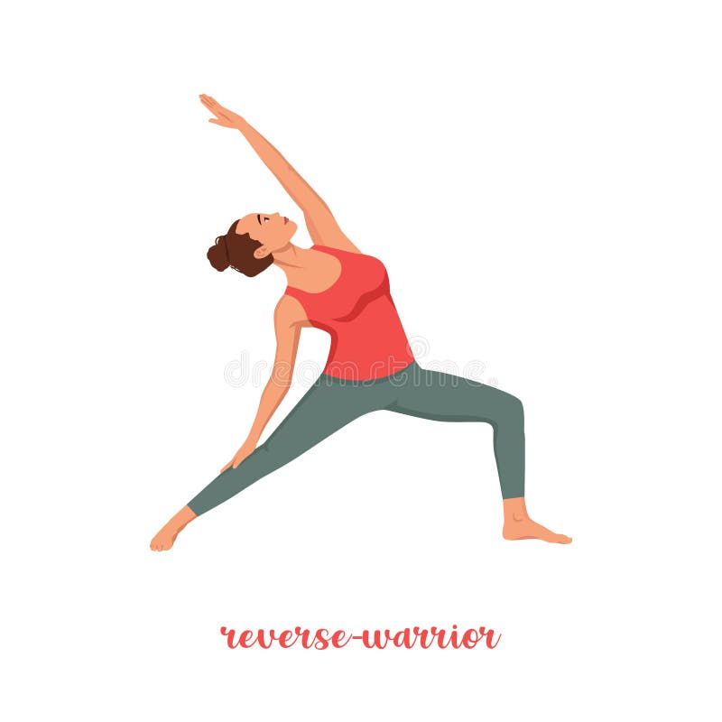 Reverse Warrior Yoga Pose Vector Isolated on White Stock Vector ... Reverse Warrior Yoga Pose Vector Isolated on White Stock Vector ...