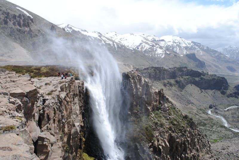 Reverse waterfall in chile stock image. Image of clouds - 106554203