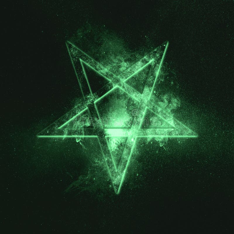 Reversed Pentagram Symbol. Green Symbol Stock Photo - Image of cult ...
