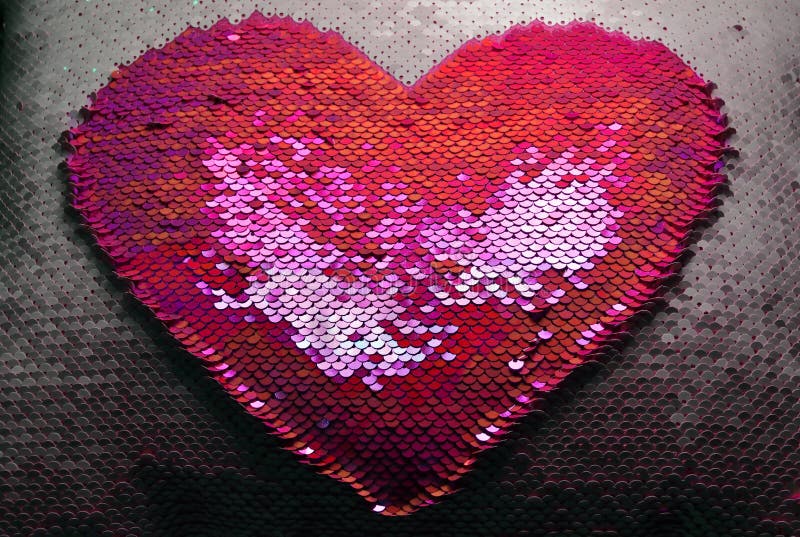 Reversible Sequins. Pink and White with Heart Design. Stock Photo ...