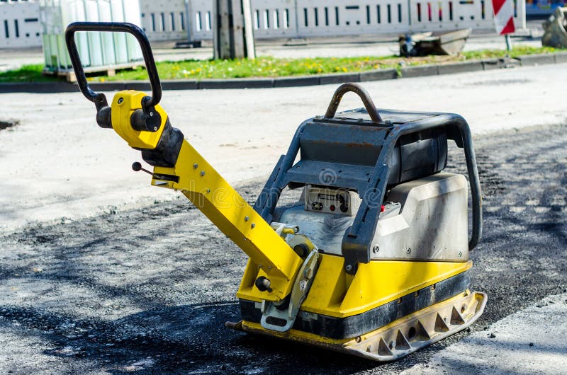 Reversible Vibratory Plate at the Construction Site Stock Photo - Image ...