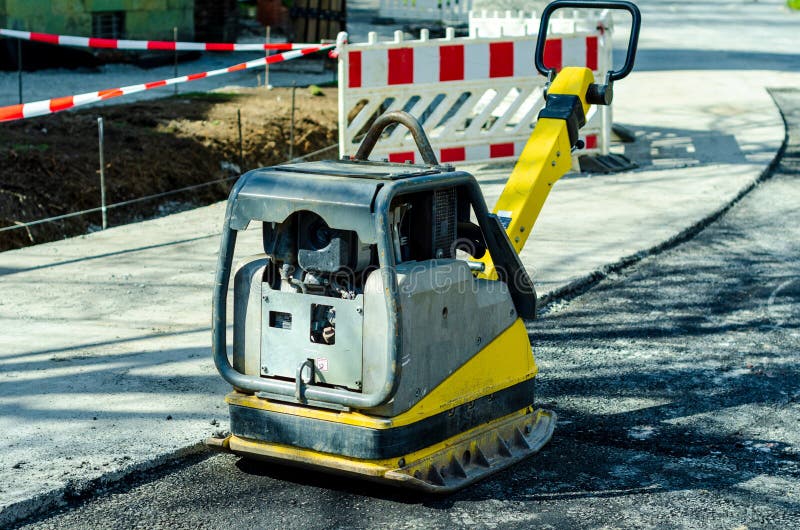 Reversible Vibratory Plate at the Construction Site Stock Photo - Image ...