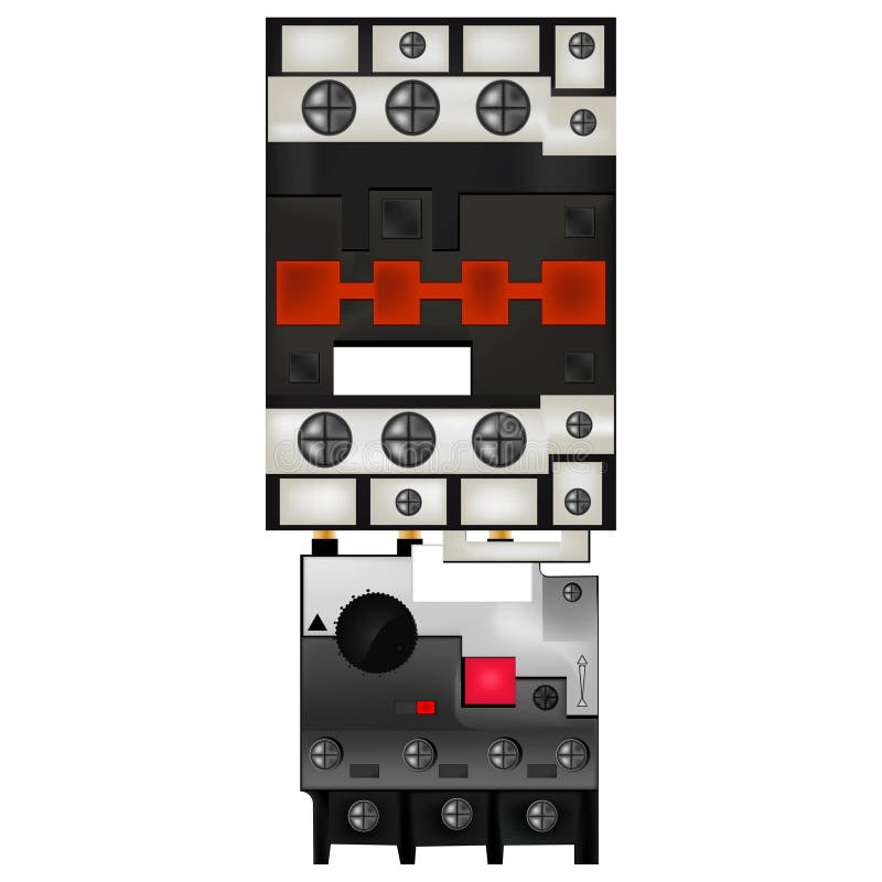 Reversing Magnetic Contactor Isolated on White Background with Thermal ...