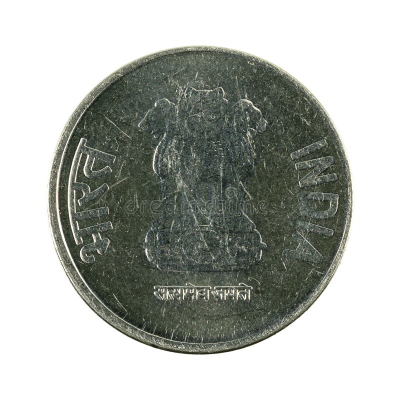 Moeda De 1 Rupia Contra O Anverso Da Cédula Da Rupia 10 Indiana Imagem ...