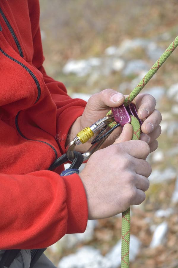 Belay device stock photo. Image of mountain, iron, climb - 28351140