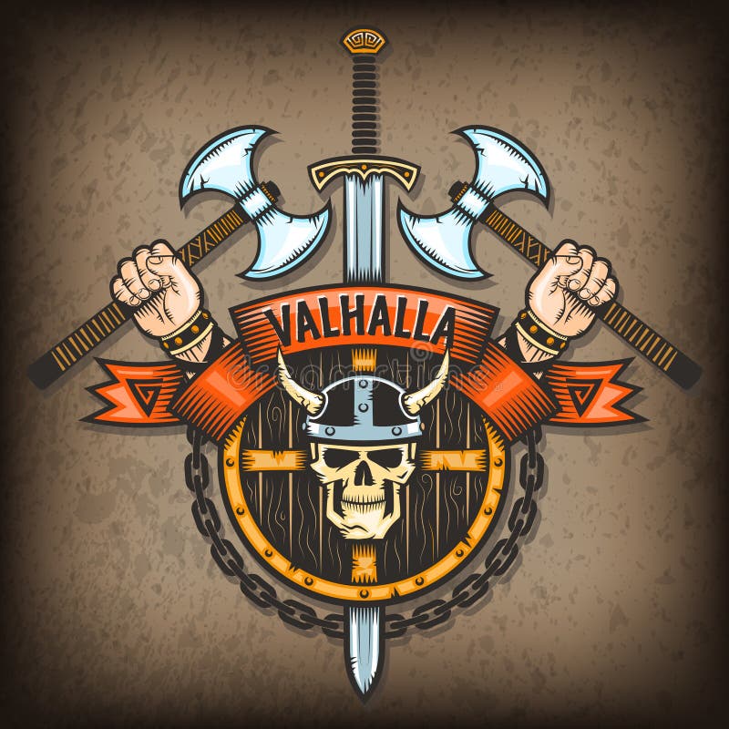 Revestimento de Valhalla ilustração do vetor. Ilustração de emblema ...