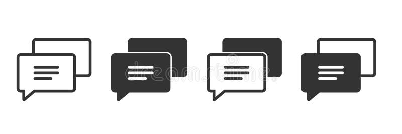 Review Comment Icons in Four Different Versions in a Flat Design Stock ...