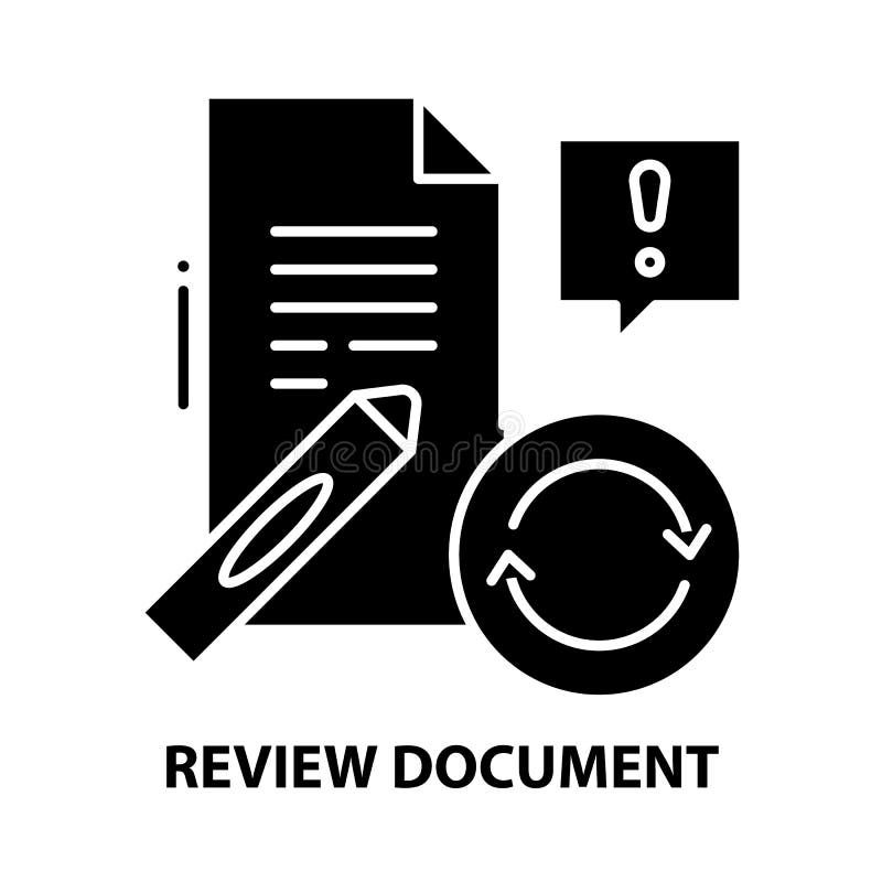 Review Document Icon, Black Vector Sign with Editable Strokes, Concept ...