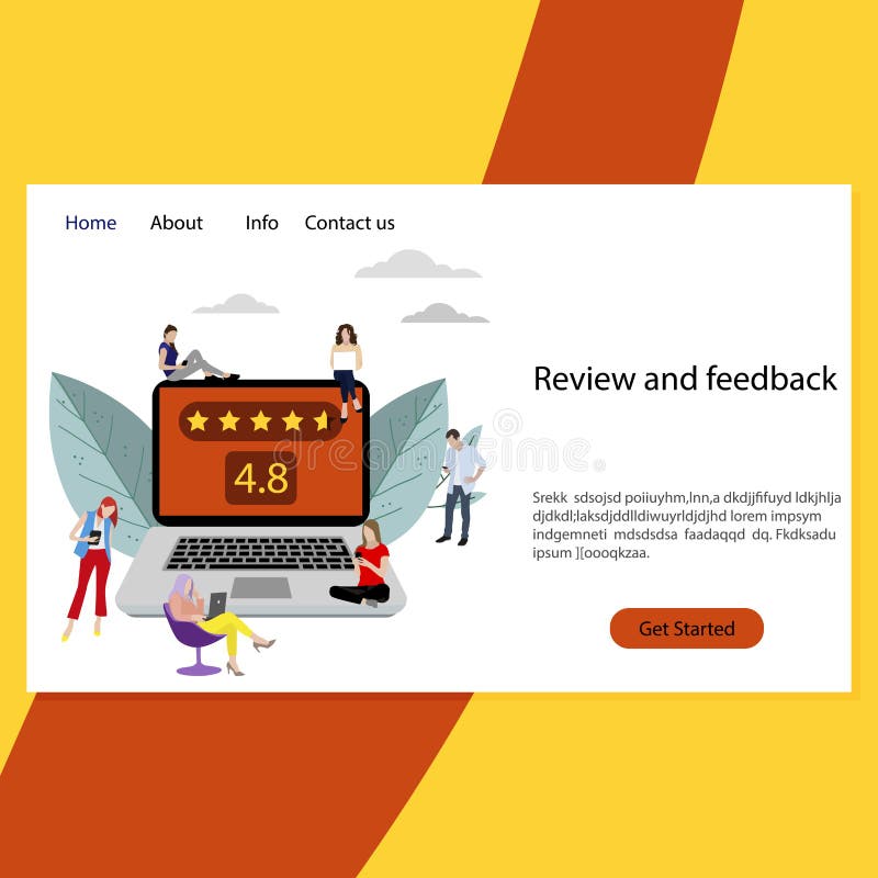 Review and Feedback Landing Page. Vector Service Satisfaction ...
