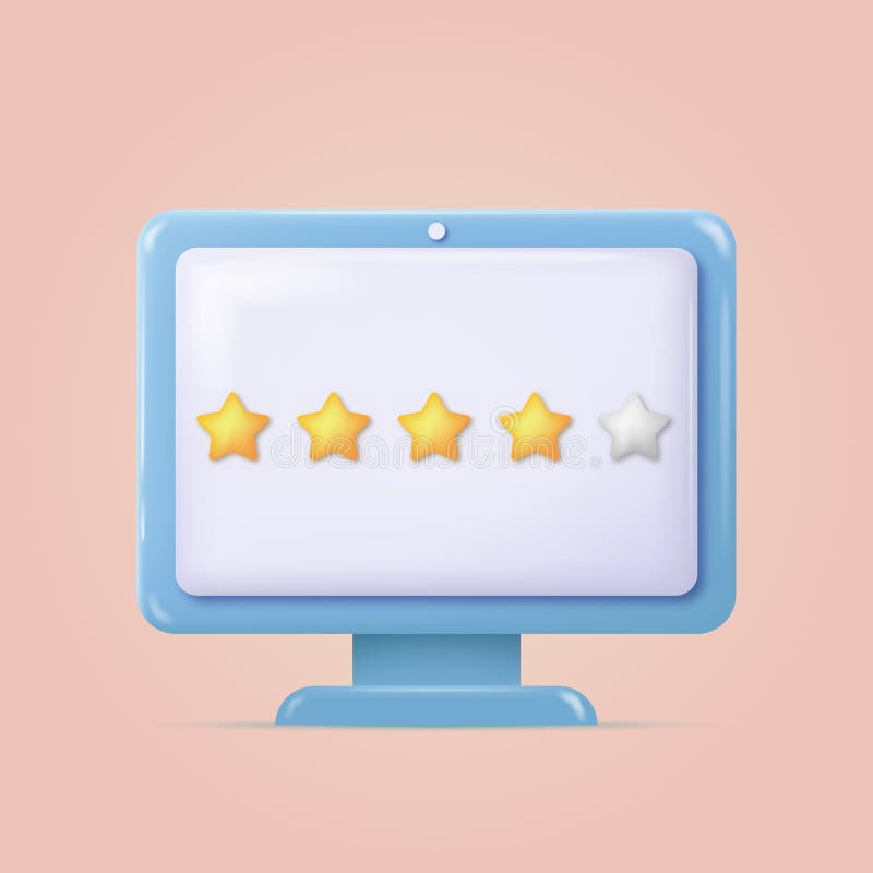 Review, Feedback, Rating Stars on Computer Display. Vector Stock ...