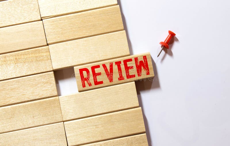 Review Headline Sign Made of Wood on a Table Stock Illustration ...