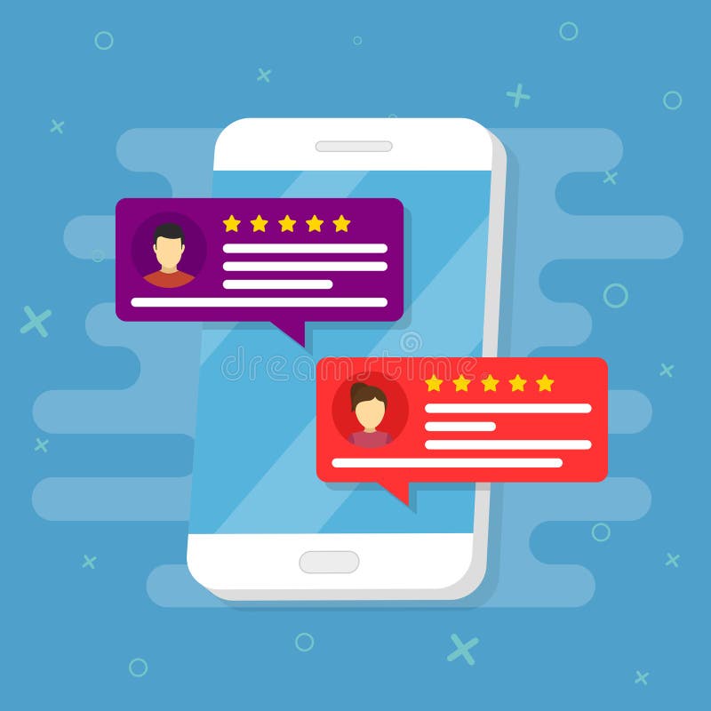 Review Rating Flat. Speeches on Mobile Phone Icon Vector Illustration ...