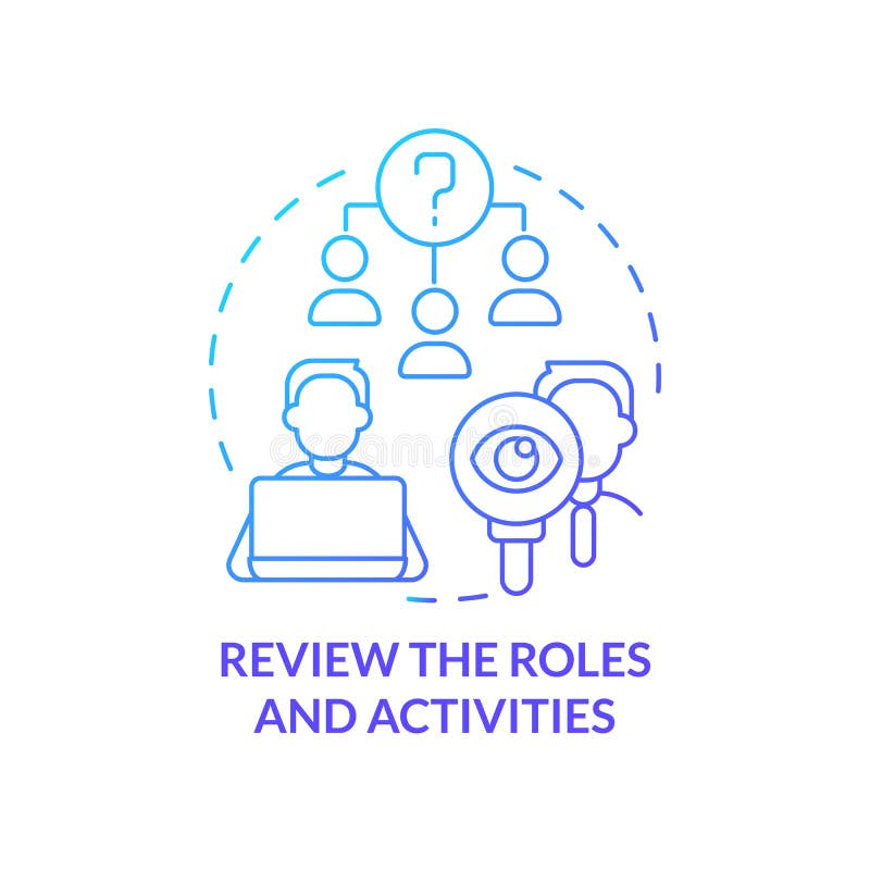 Review Roles and Activities Blue Gradient Concept Icon Stock Vector ...